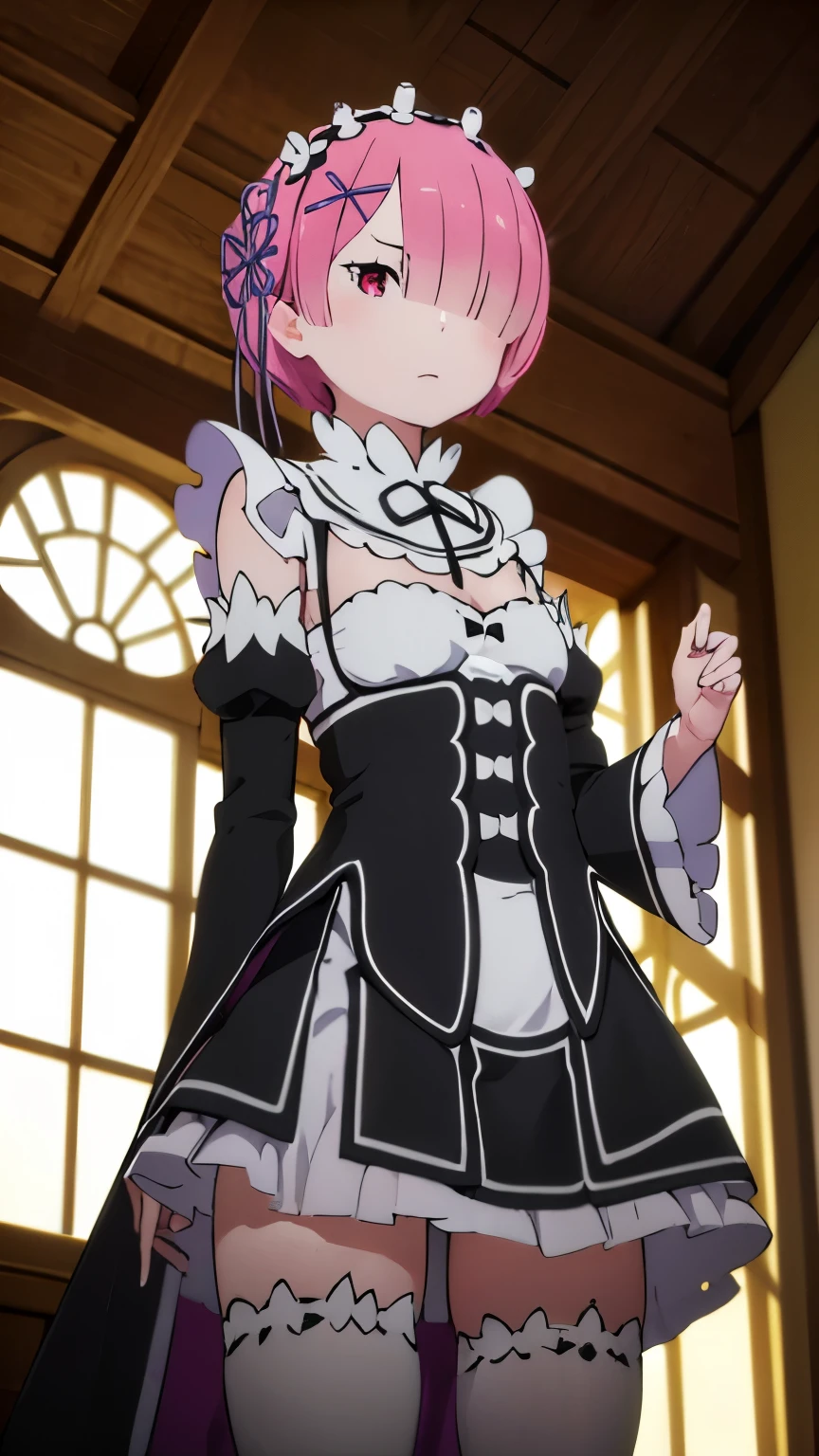 A close up of a person in a dress and a hat（ram (re:zero)) - SeaArt AI