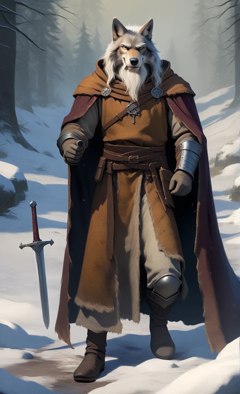 Solo, smug, friendly and stern looking, Solo anthro furry wolf medieval ...