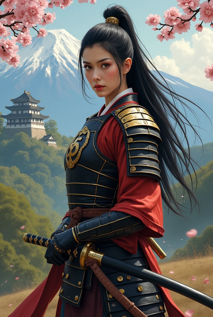 Portrait of tomoe gozen natural man-made - SeaArt AI