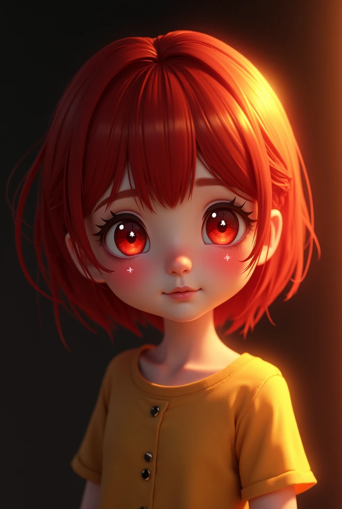1girl, star eye, blush, perfect illumination, red hair, red eyes - SeaArt AI