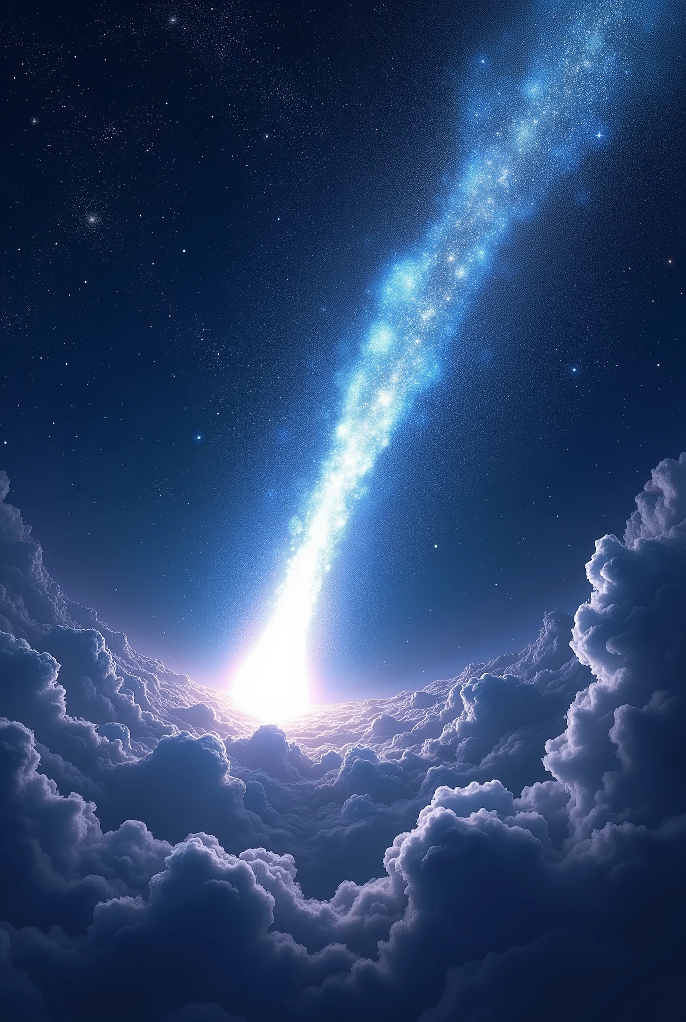 Breathtaking illustration of Halley's Comet, glowing comet tail stretching acros - SeaArt AI