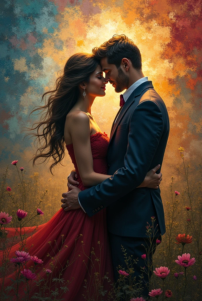 A couple hugging, Scene of Happiness，very beautiful:1.4, Like a dream ...