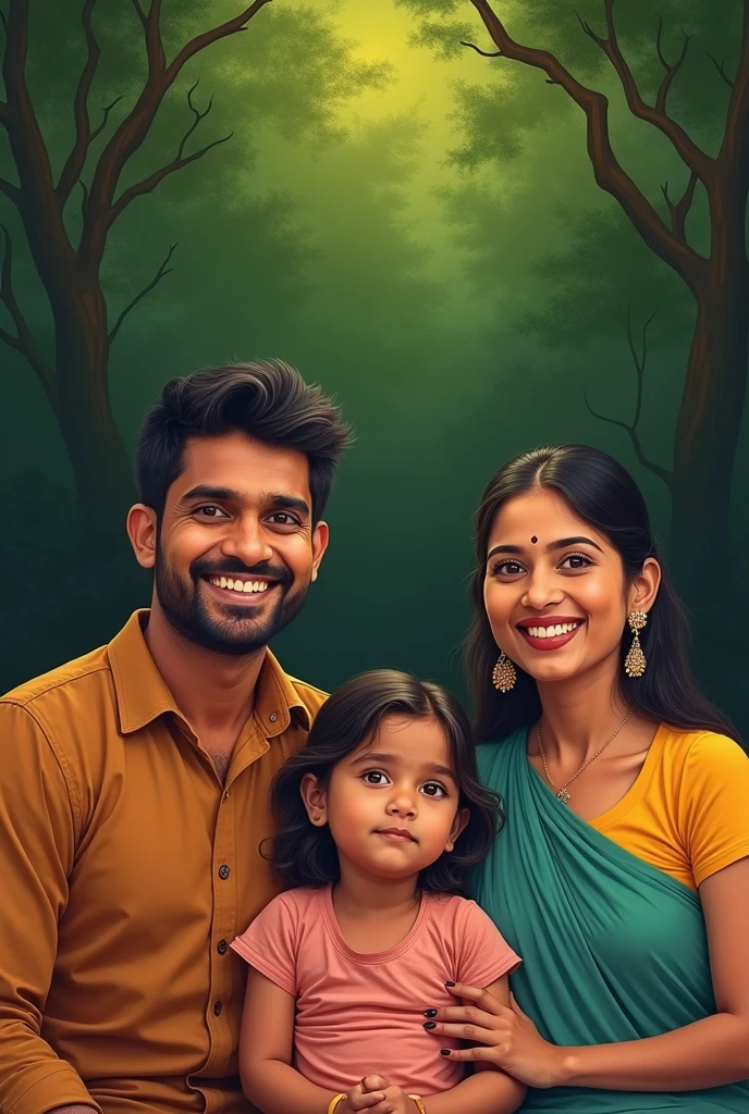 Indian middle class family real face smile on front and back is green ...