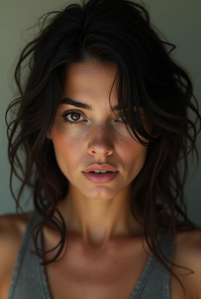 Realistic photo of a rather dry brunette woman - SeaArt AI