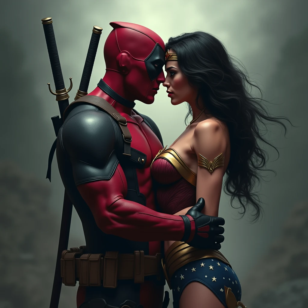 Deadpool y Wonder Woman como una estrella porno erótica, Ilustración detallada - SeaArt AI