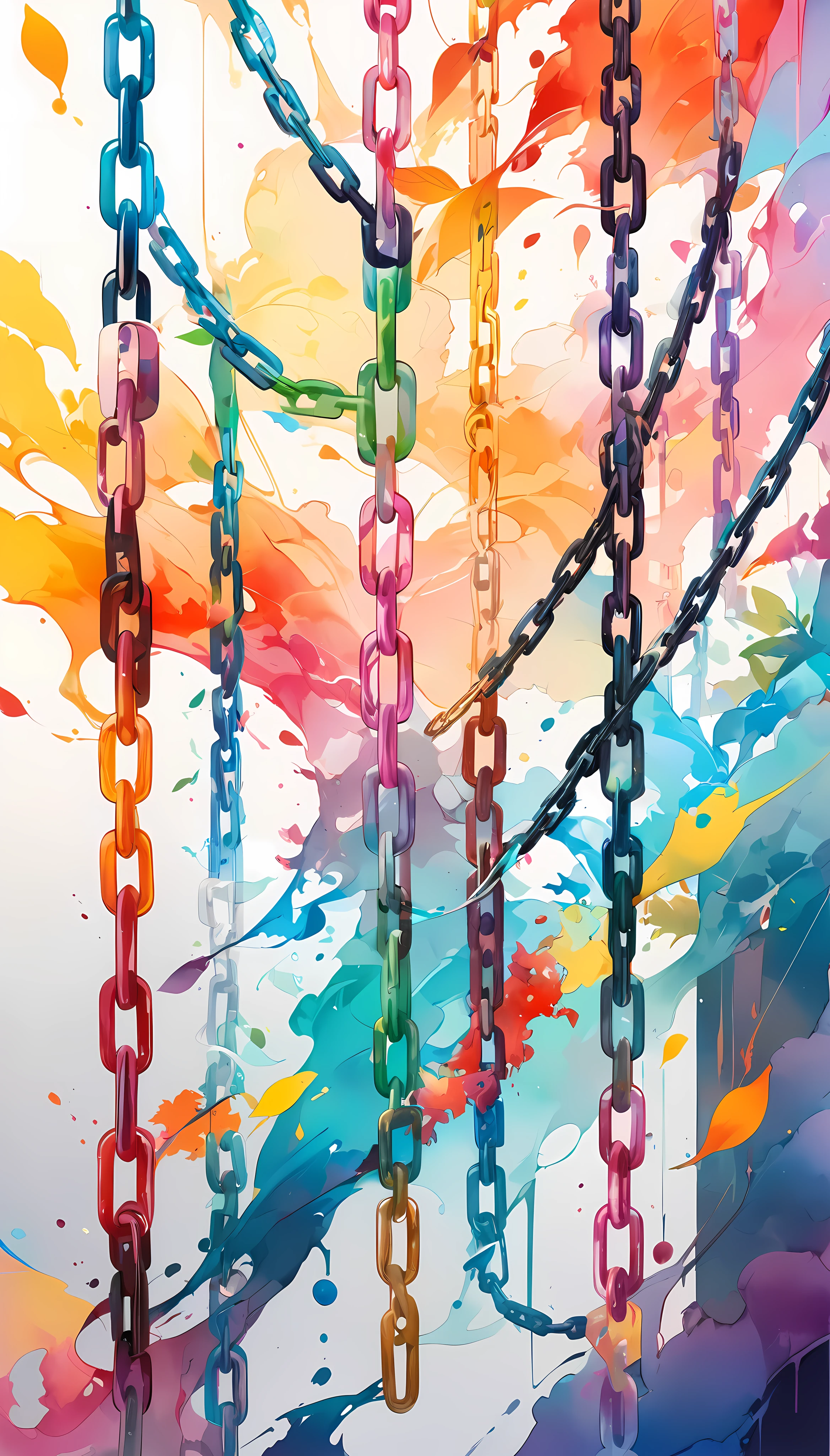 Chain-themed art, Apply paint to the chain and nail it to the canvas ...