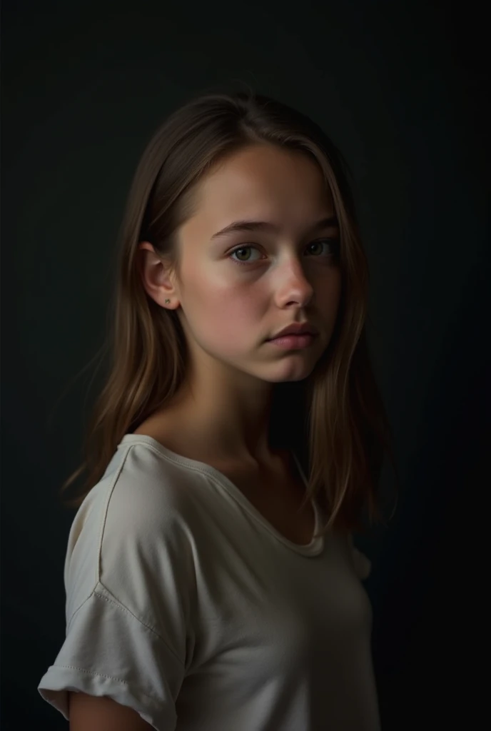 A real girl selfie black shadow of age 15 years - SeaArt AI