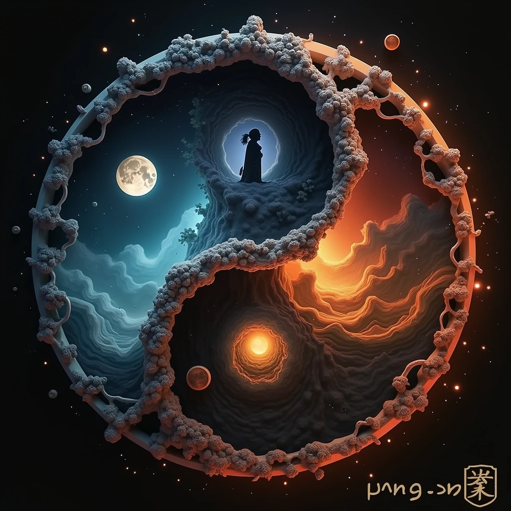 Yin Yin Yin is a symbol of balance and, yin and yang, Stunning contrasting backg - SeaArt AI