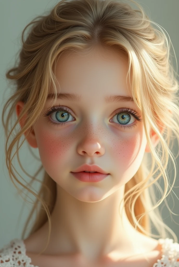 Blonde girl blue eyes freckles on face - SeaArt AI