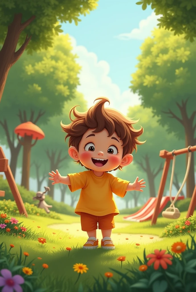 Child with Down syndrome playing in a park - SeaArt AI