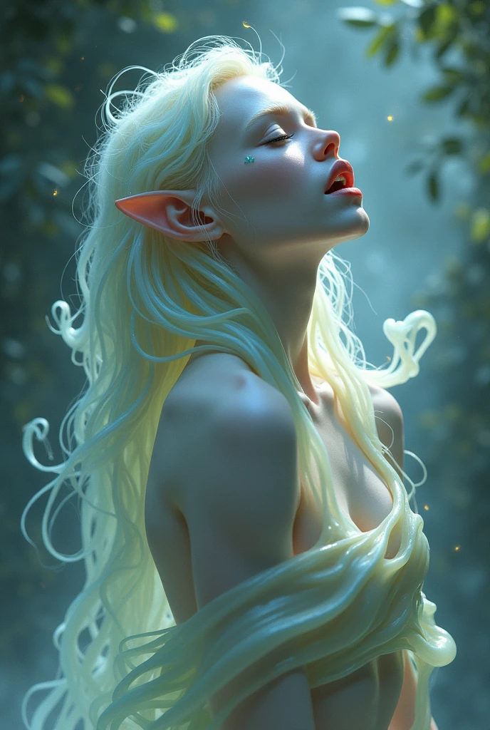 Pale elf ahegao with slime - SeaArt AI