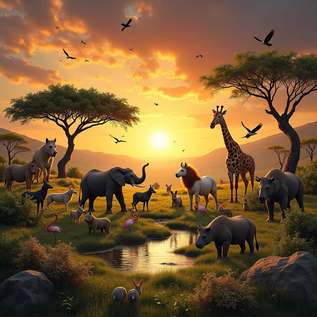 (photorealism:1.2), wild animals, elephant, lion, wolf, rabbit - SeaArt AI