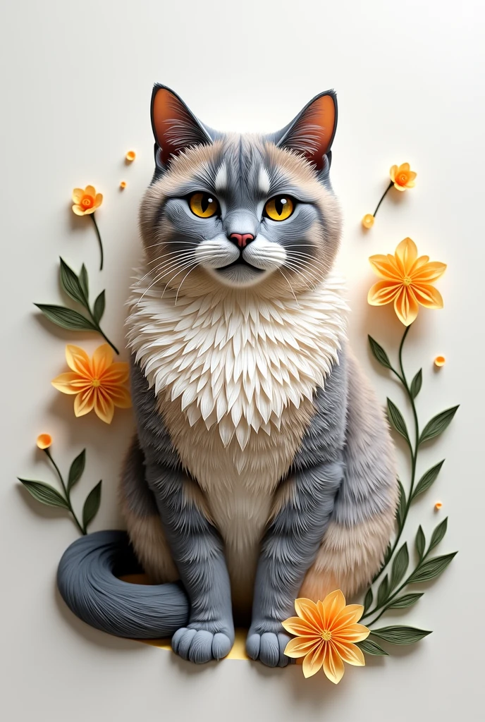 British shorthair cat paper quilled art - SeaArt AI