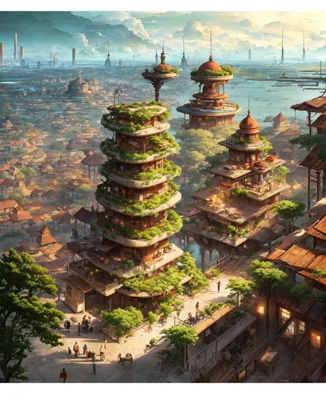 A painting of a city with a lot of tall buildings - SeaArt AI