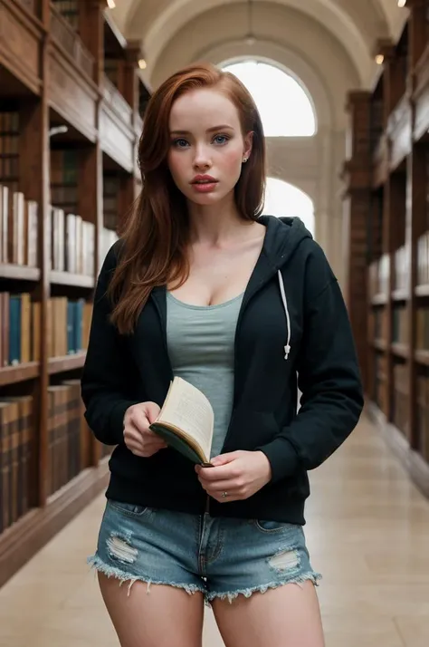 Tv_Olya_Abramovich_GMv3, , , intense expression, wearing shorts and a hoodie - SeaArt AI