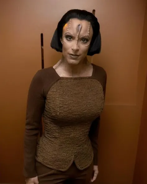 cardassian, female, iliana, grey skin, black swept back updo long hair ...