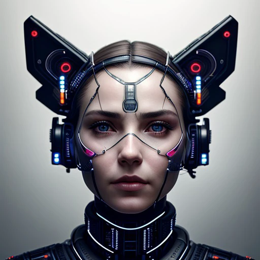 [cat : girl : 7], chest, porcelain face, cyborg, robotic parts - SeaArt AI