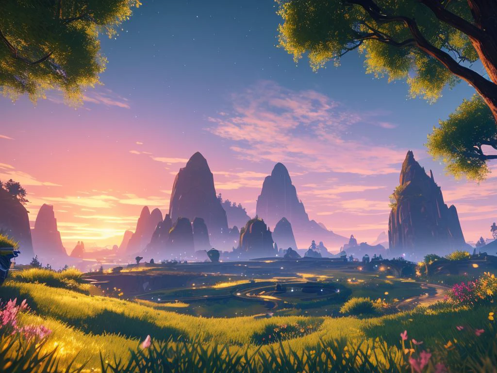 A view of a beautiful mountain landscape with a valley in the ...