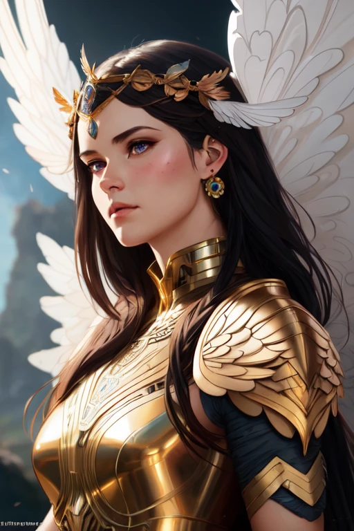 a masterpiece portrait of a brunette Valkyrie, (extremely detailed ...