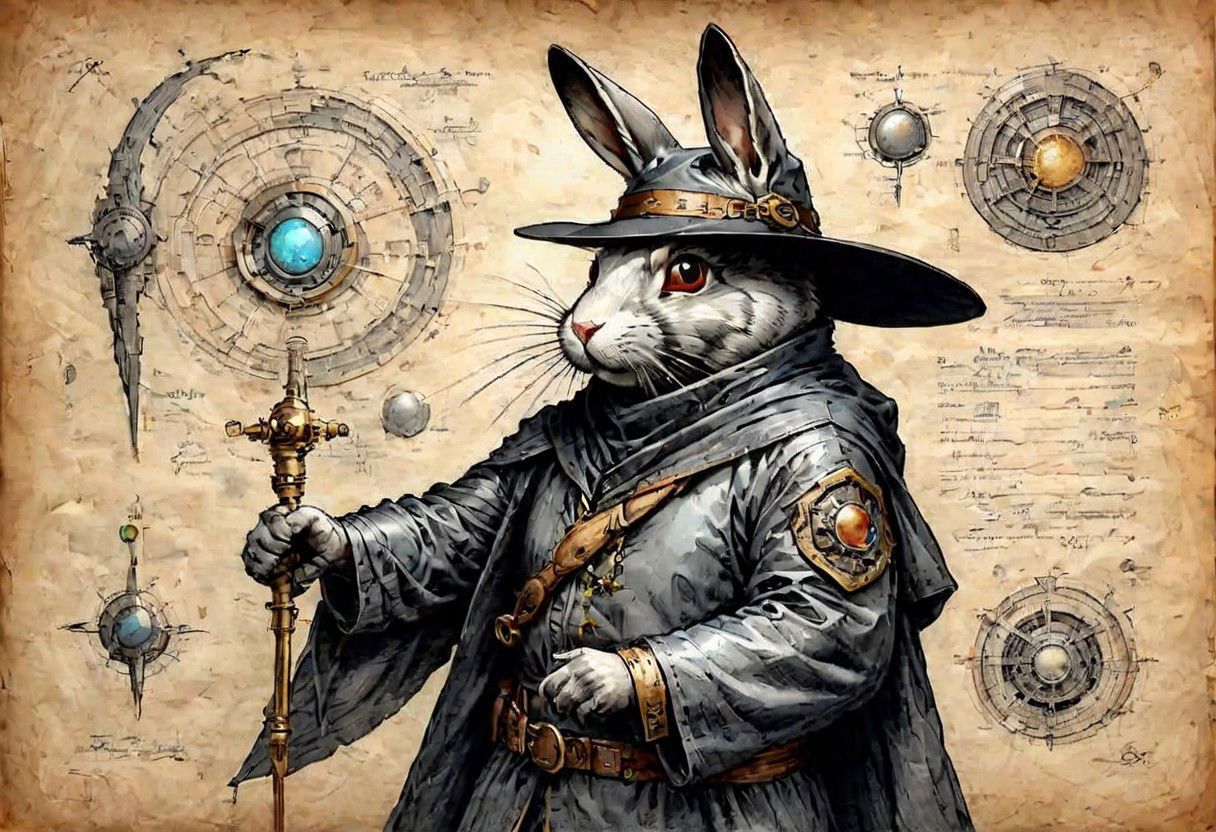 A close up of a rabbit dressed in a hat and coat - SeaArt AI