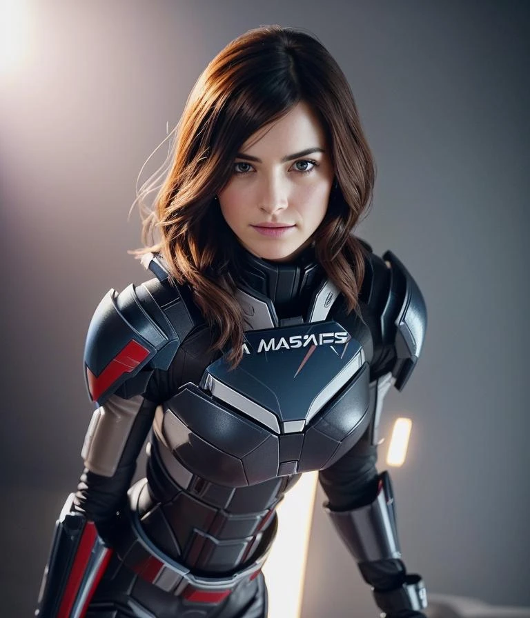 一位身着未来主义风格西装的女子正在摆姿势拍照 - SeaArt AI