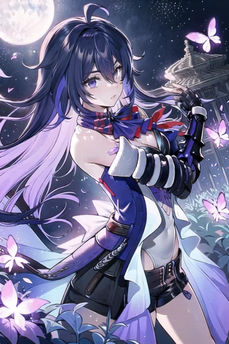 A woman with long hair and a purple dress holding a sword - SeaArt AI