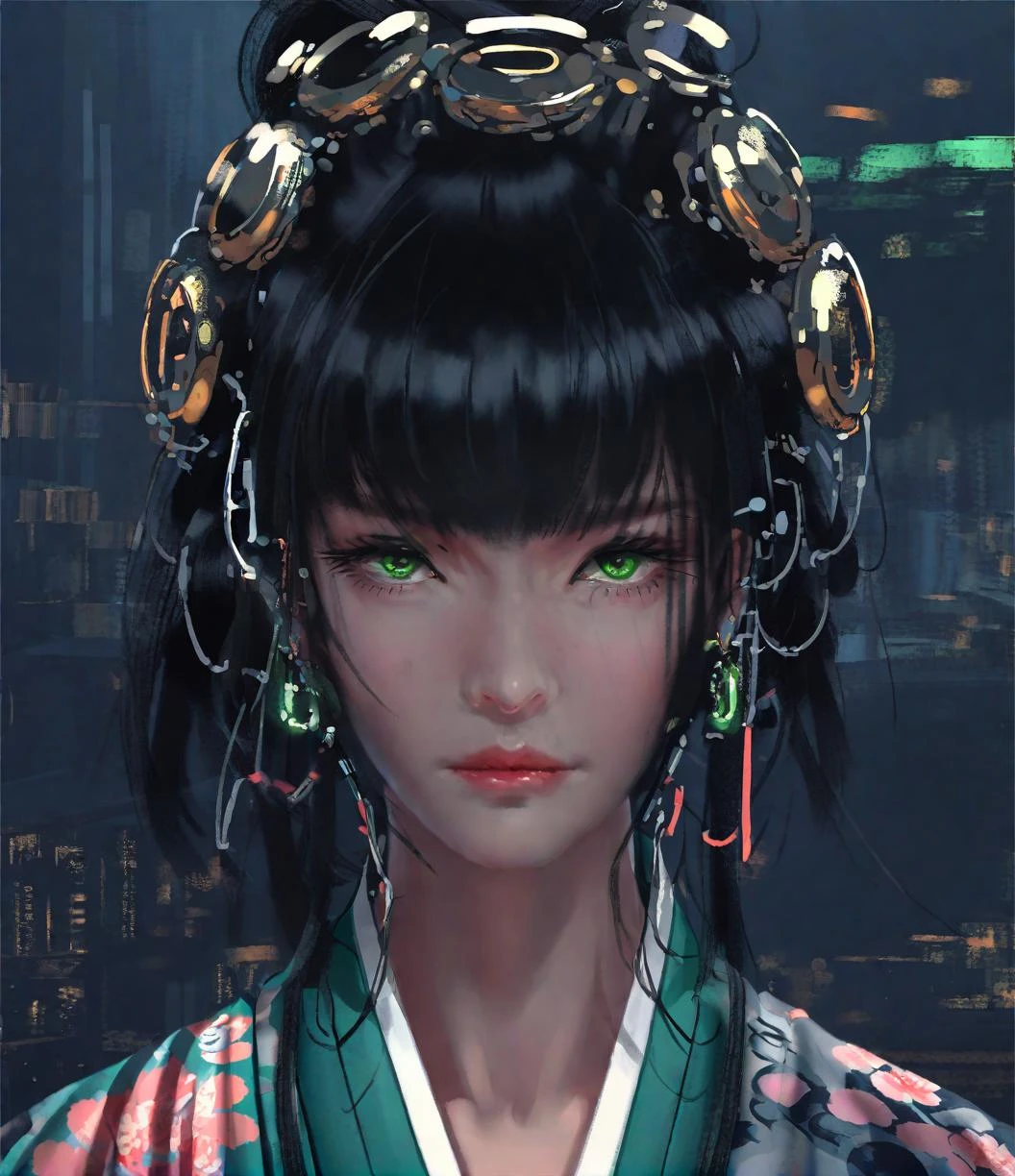 wgz style,portrait of a beautiful women highly detailed,Black hair, kimono ,suit - SeaArt AI