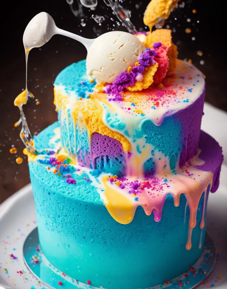 There is a cake with a scoop of ice cream on top - SeaArt AI