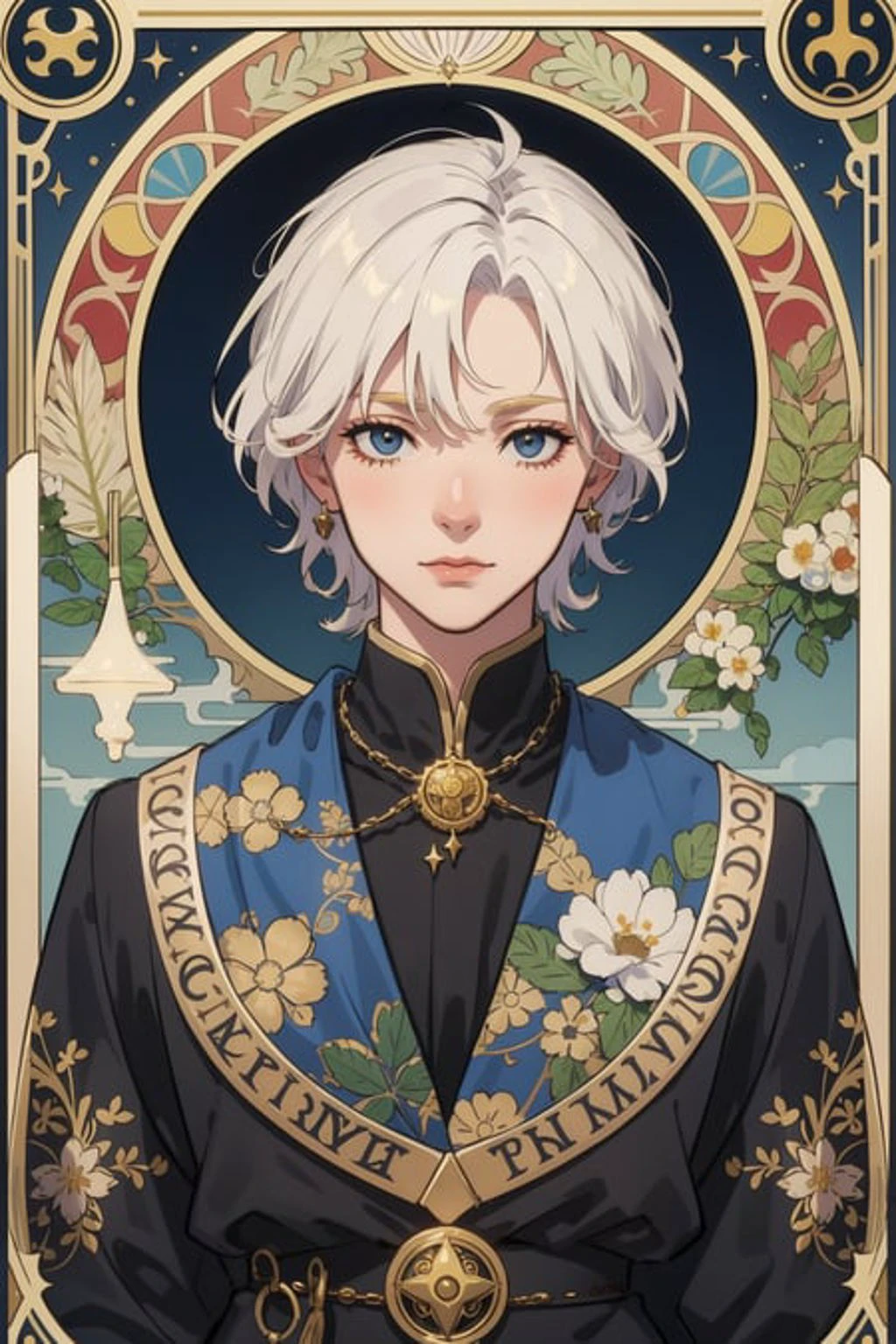 masterpiece, best quality, 1 male, adult, short white hair - SeaArt AI