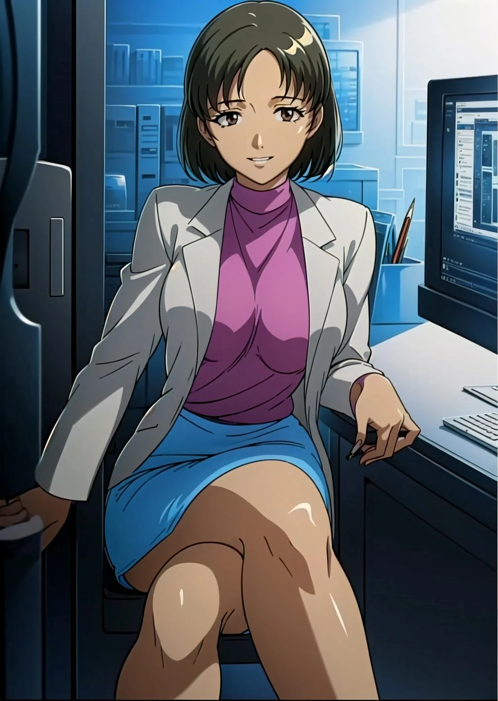 urotsukidoji researchgirl, (solo:1.4), 1girl,brown hair, short hair - SeaArt AI