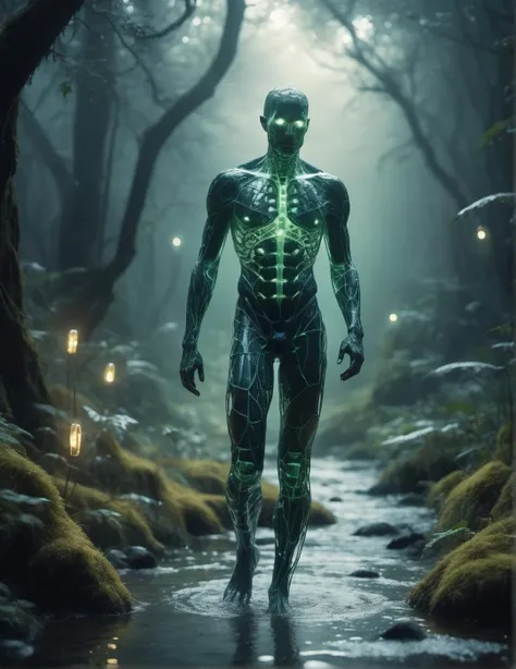 mesmerizing realistic photo of a (cybernetic male figure made entirely ...