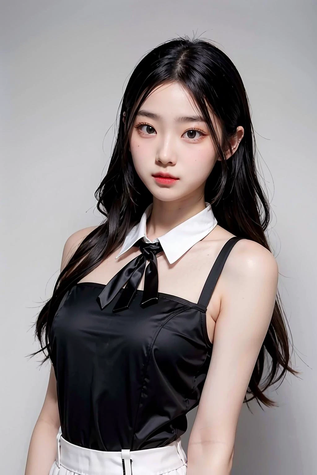 1girl, black random formal attire, white background, - SeaArt AI