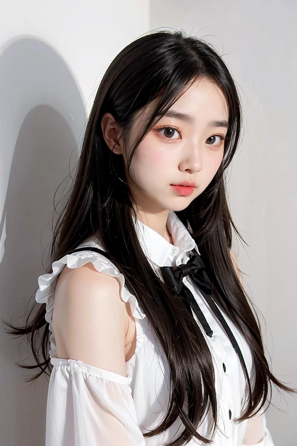 1girl, black random formal attire, white background, - SeaArt AI