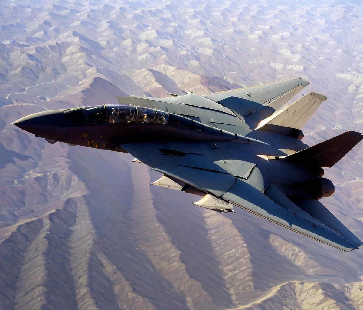 (masterpiece, best quality:1.2), ultra-detailed, F14 Jet, view from top ...