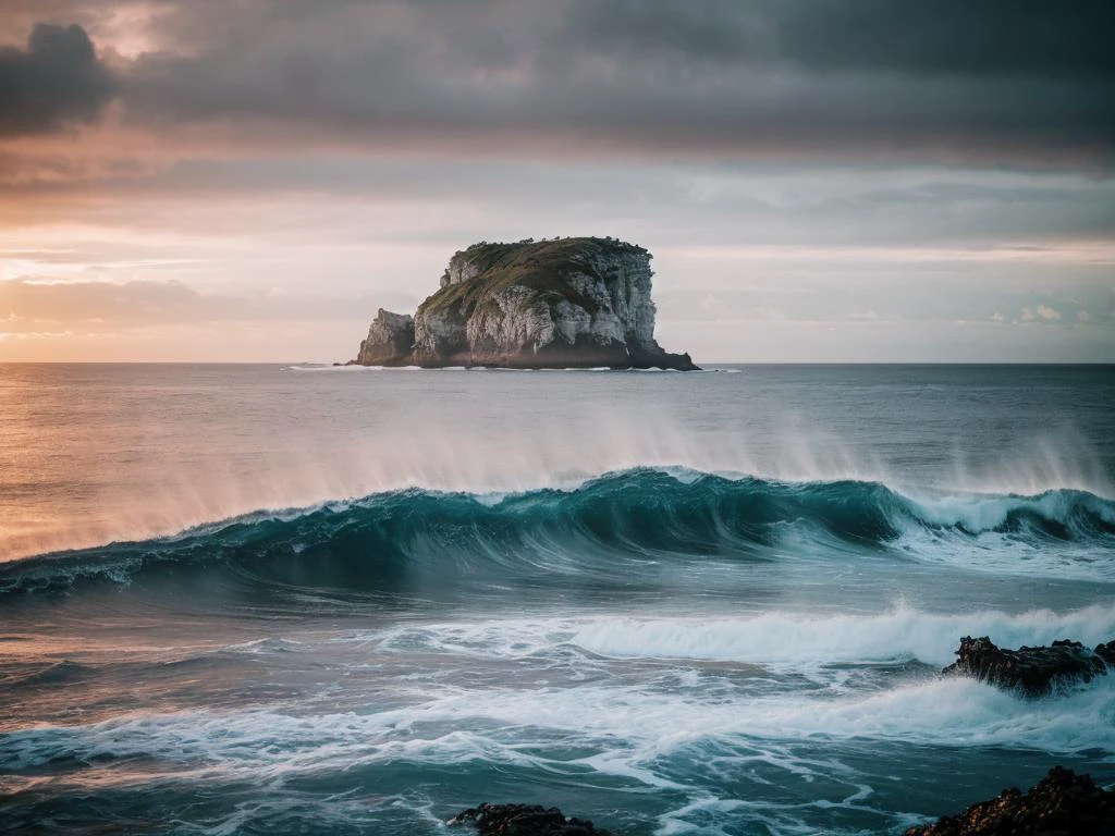 raw photo, a ocean landscape, cozy, photorealistic, high detailed ...