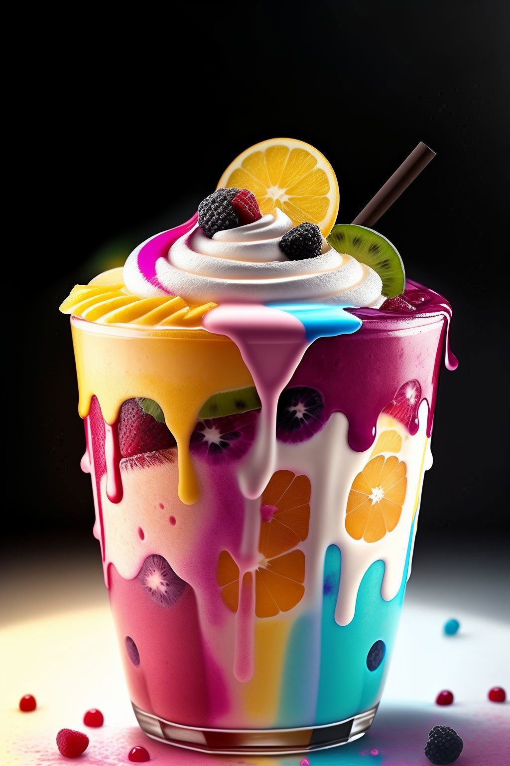 mixed fruit milkshake hyper - SeaArt AI
