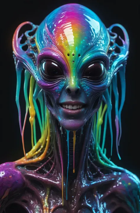 impossibly beautiful portrait of alien shapeshifter entity, insane smile, intricate complexity ...