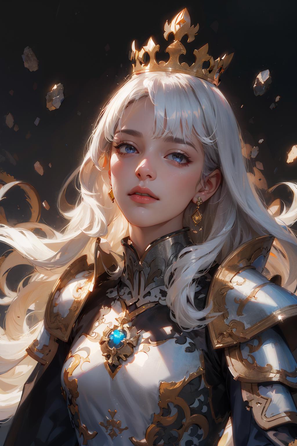 A woman with white hair and a crown on her head - SeaArt AI