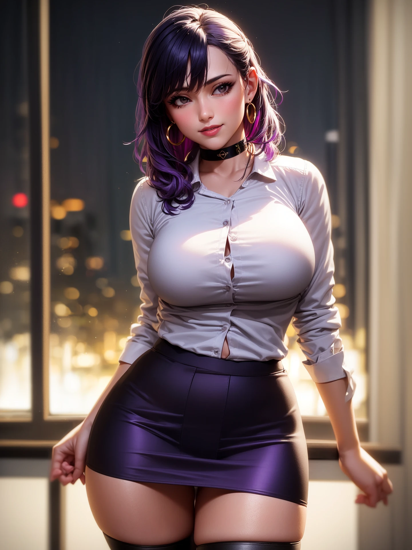 A woman in a short skirt and tight boots posing for a picture - SeaArt AI