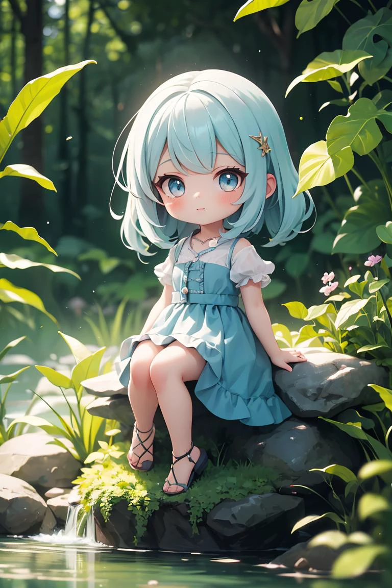 A close up of a person sitting on a rock near a body of water - SeaArt AI