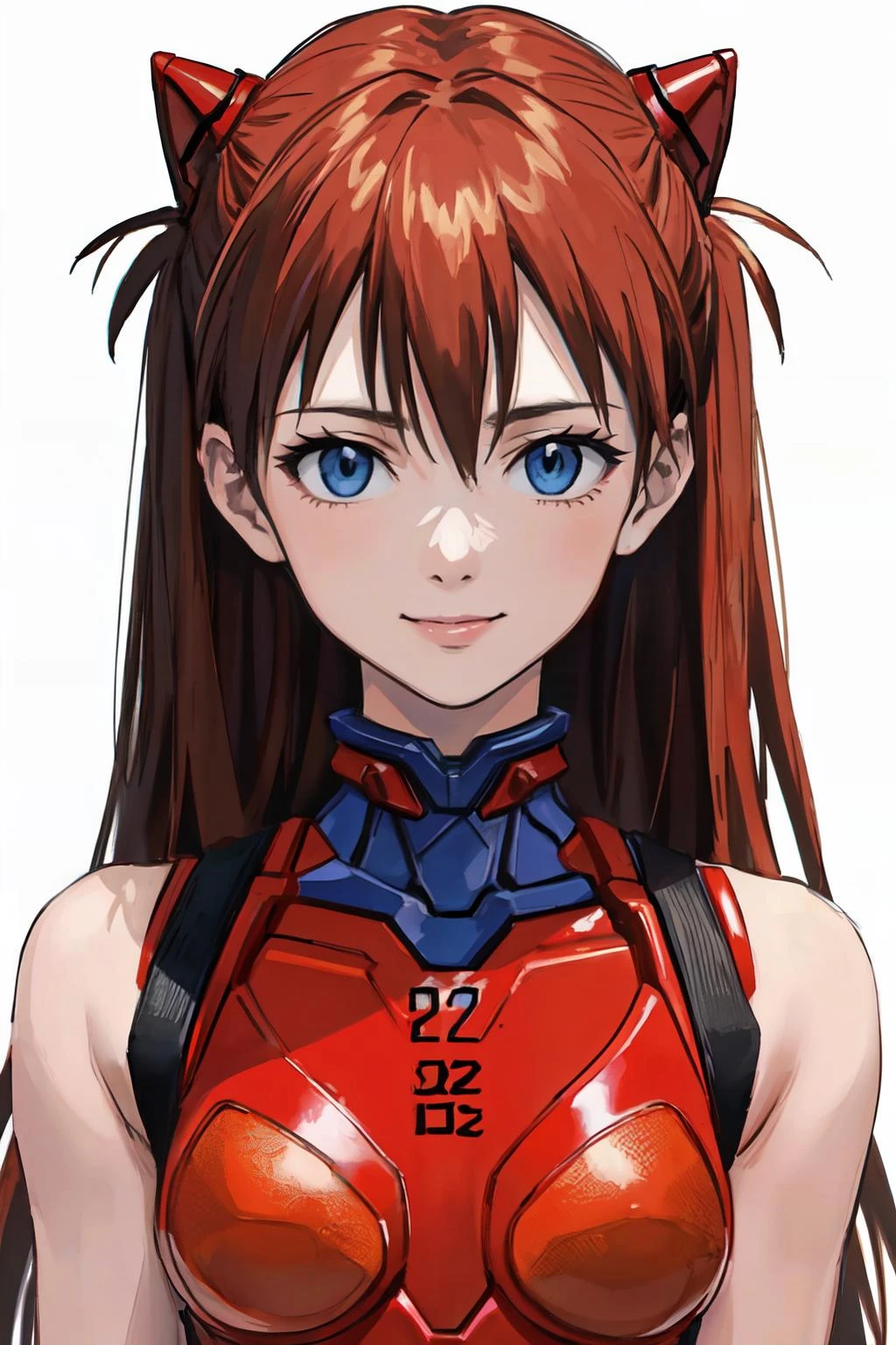 asuka, blue eyes, orange hair,upper body, (best quality - SeaArt AI