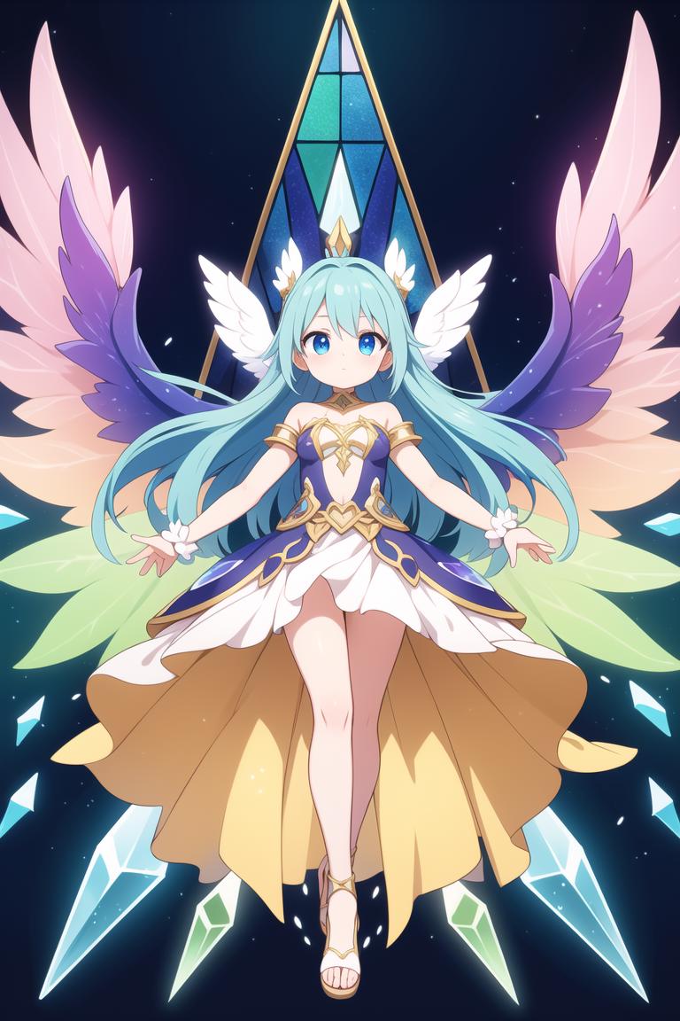 A woman in a dress with wings and a star in the background - SeaArt AI