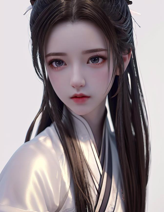 A close up of a woman with long hair wearing a white robe - SeaArt AI