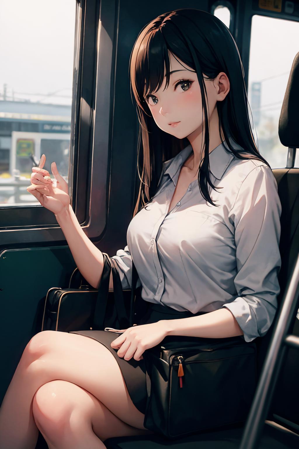 mujer 28 años. sitting on the - SeaArt AI