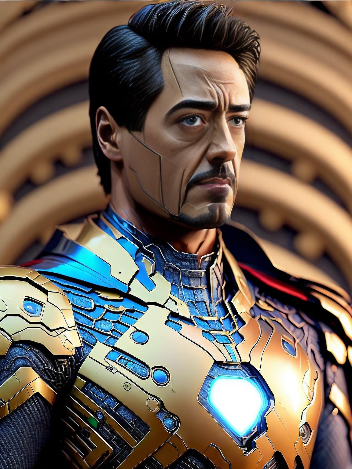 (Tony Stark), youthful skin, soft skin, realistic face, ((symmetrical ...