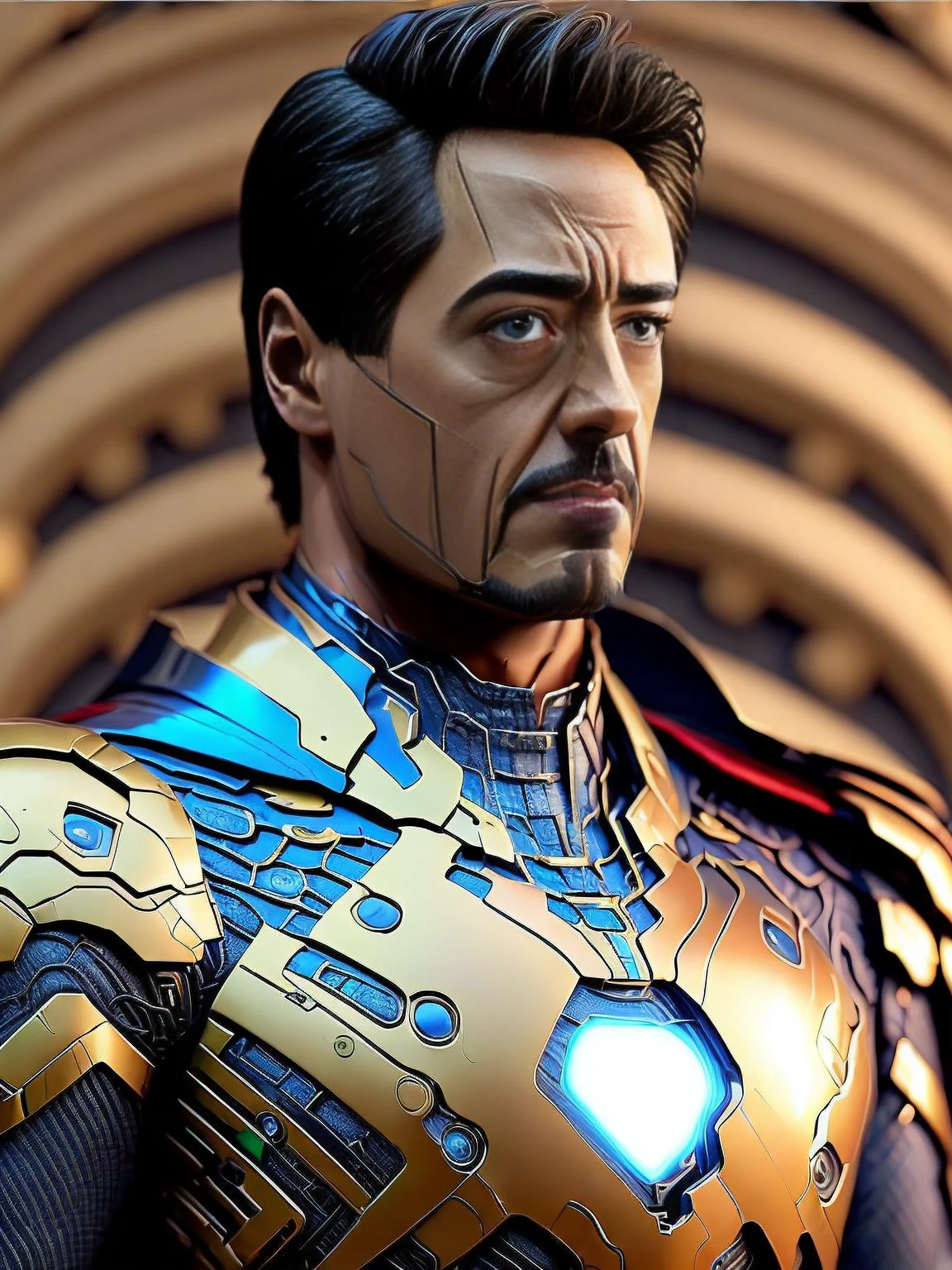 (Tony Stark), youthful skin, soft skin, realistic face, ((symmetrical ...