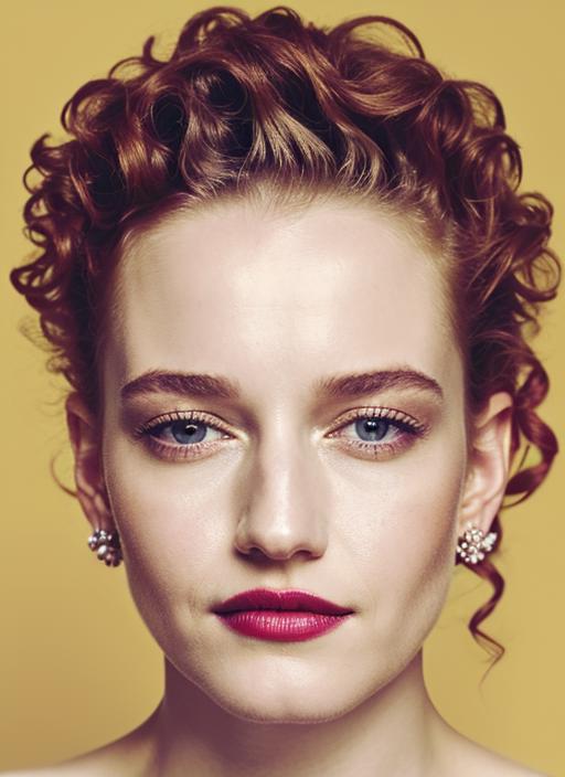 A close up of a woman with red hair and a red lipstick - SeaArt AI