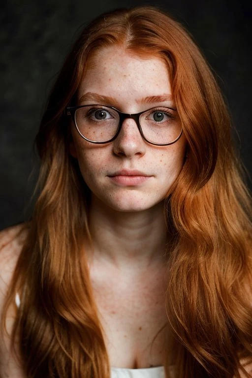 retrato profissional de uma linda mulher ruiva de 20 anos, cabelo longo ...