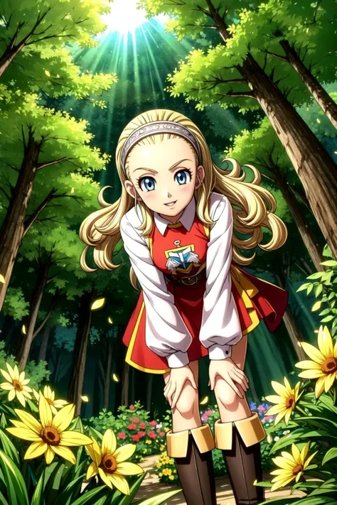 DQ10 anlucea, long hair, curly hair, blonde hair, blue eyes - SeaArt AI