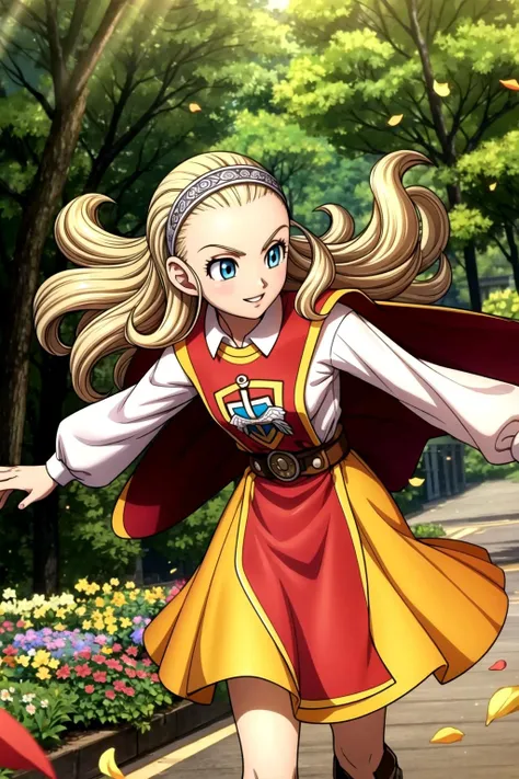 DQ10 anlucea, long hair, curly hair, blonde hair, blue eyes - SeaArt AI
